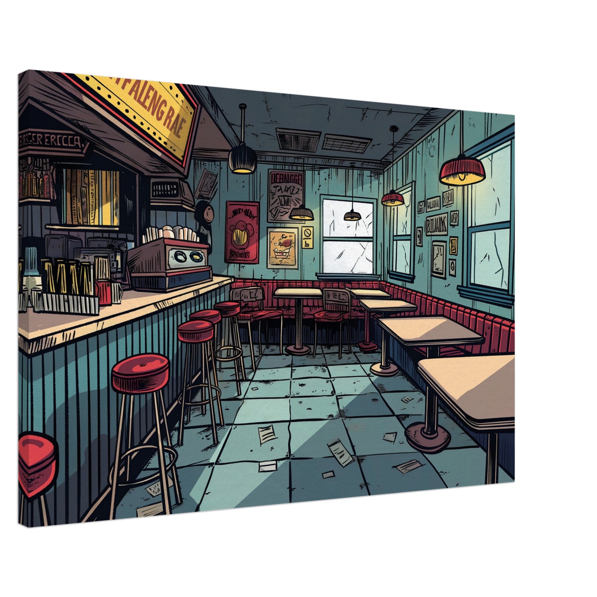 Diner im Comic Style - Leinwand – PicTourist24